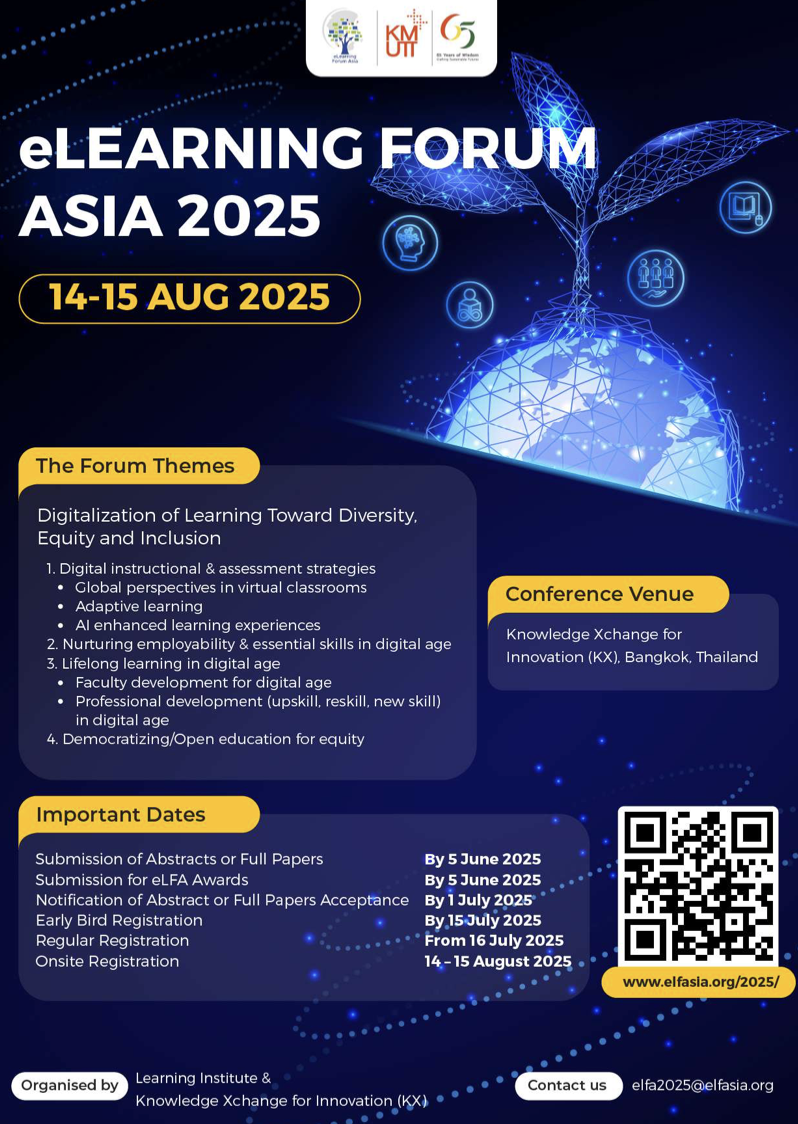 Invitation to attend the eLearning Forum Asia (eLFA 2025) academic ...
